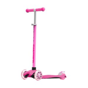 swagtron k5 3-wheel kids scooter with light-up wheels | quick assembly | astm-certified | height-adjustable for boys or girls ages 3+ (pink)