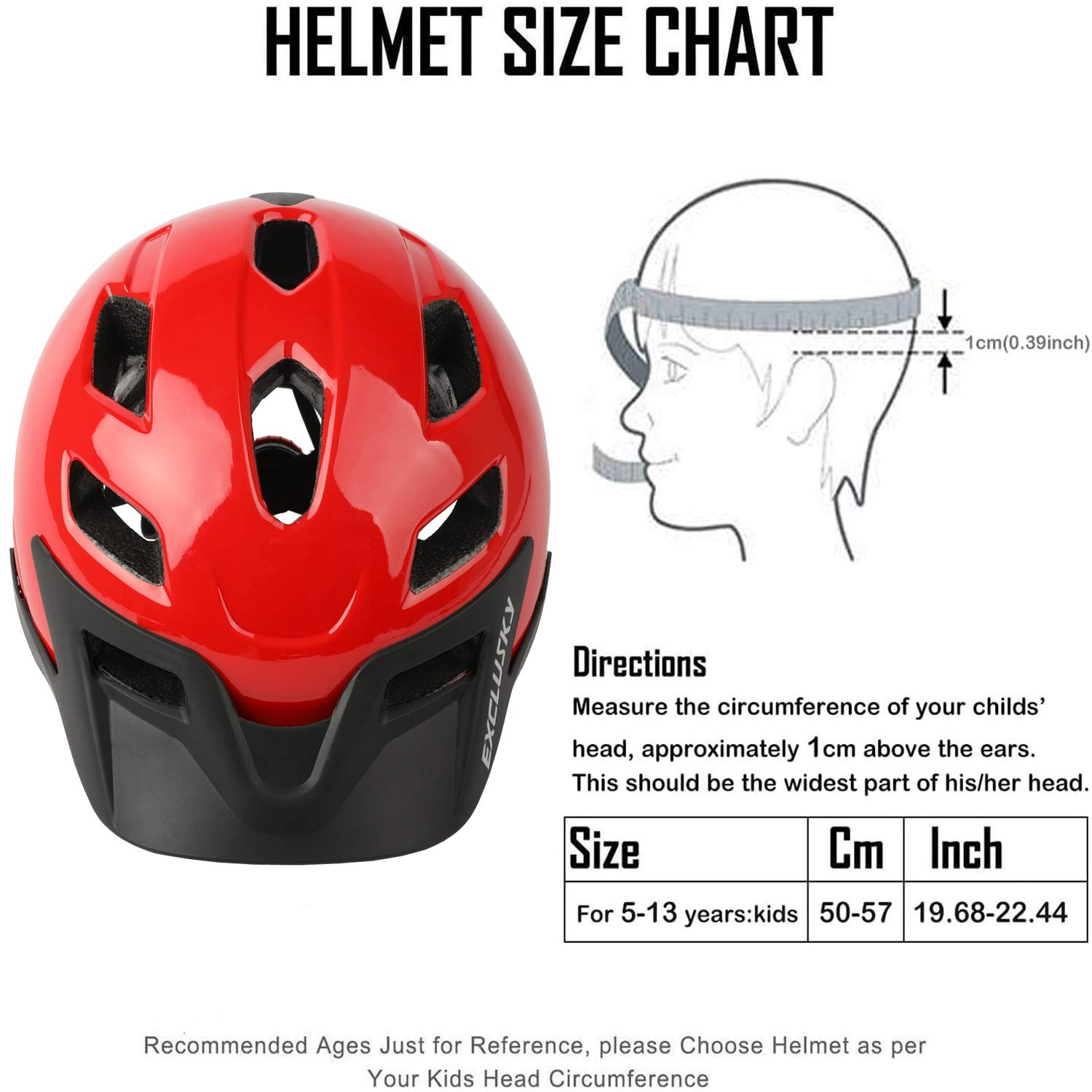 Kids Helmet, Exclusky Kids Bike Helmet Adjustable Safety Lightweight Children Bicycle Helmet for Kids Skating Cycling Scooter Boys and Girls Bicycle Helmets Ages 5-14