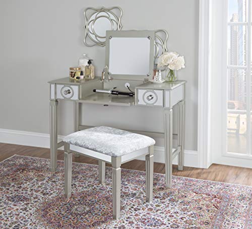 Linon Home Décor Vanity Set Silver