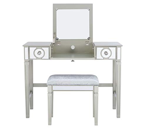 Linon Home Décor Vanity Set Silver