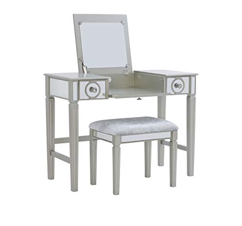 Linon Home Décor Vanity Set Silver