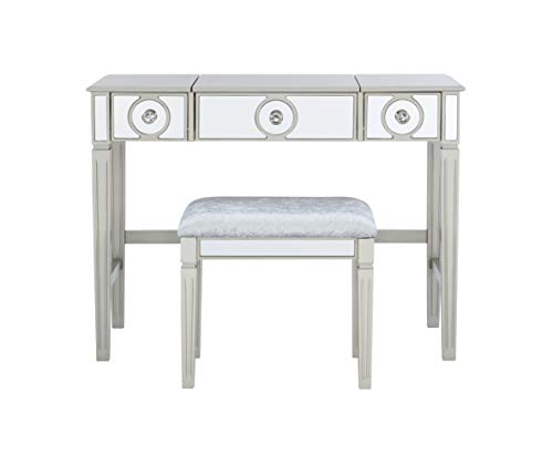 Linon Home Décor Vanity Set Silver