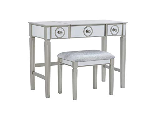 Linon Home Décor Vanity Set Silver