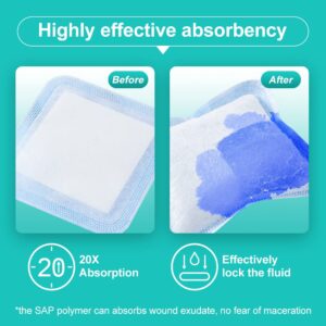 Dimora Super Absorbent Dressings for Wound Care, 4"X4" Nonstick Gauze Pad with Ultrasorb Polymer for Drainage and Fast Healing, 10 Packs