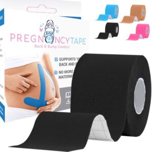 back & bump comfort pregnancy tape - maternity belly support tape | #1 pregnancy gifts for women, pregnancy belt - gift for expecting mom (black)