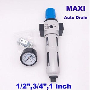 ochoos automatic drain pneumatic air filter pressure regulator 1/2 3/4 1 inch bsp maxi type with gauge auto drain filter lfr - (specification: 1")