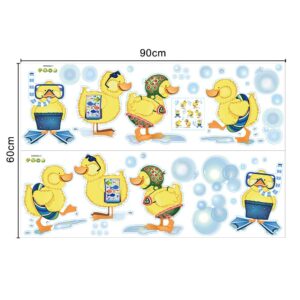 ufengke Little Yellow Ducks Wall Stickers Kids Bathroom Removable Vinyl Wall Art Decals Wall Decor