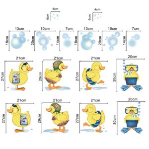 ufengke Little Yellow Ducks Wall Stickers Kids Bathroom Removable Vinyl Wall Art Decals Wall Decor