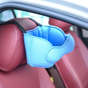 adjustable car seat head support band for children/adult,offers comfortable safe sleep solution and safety protection,neck support(light blue)