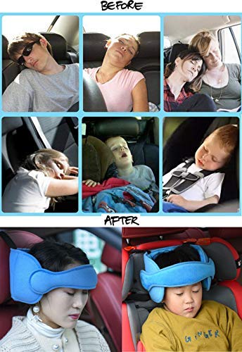 Adjustable Car Seat Head Support Band for Children/Adult,Offers Comfortable Safe Sleep Solution and Safety Protection,Neck Support(Light Blue)