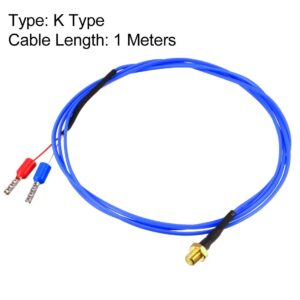 uxcell Thermocouple K Type, 0-600C M4 Screw Temperature Sensor Probe 3.3ft for 3D Printer