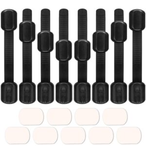 8 pack black child safety cabinet locks - viaky adjustable straps baby proof latches for drawers, oven, refrigerator, toilet seat, closet and cupboard, free 9 extra strong adhesive pads