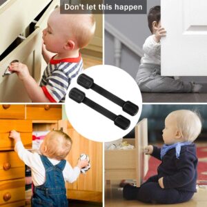 8 Pack Black Child Safety Cabinet Locks - Viaky Adjustable Straps Baby Proof Latches for Drawers, Oven, Refrigerator, Toilet Seat, Closet and Cupboard, Free 9 Extra Strong Adhesive Pads