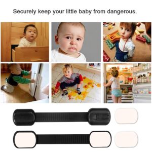 8 Pack Black Child Safety Cabinet Locks - Viaky Adjustable Straps Baby Proof Latches for Drawers, Oven, Refrigerator, Toilet Seat, Closet and Cupboard, Free 9 Extra Strong Adhesive Pads