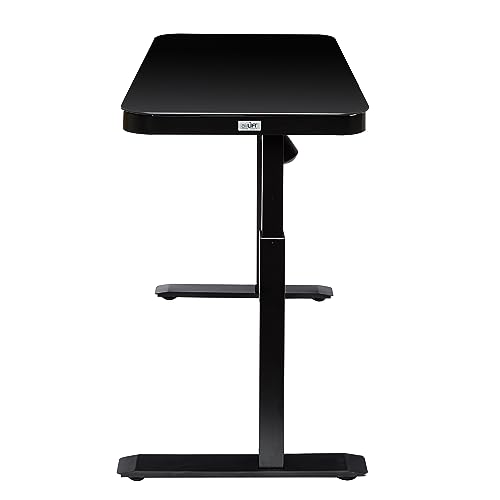 Seville Classics Airlift Electric Height Adjustable Desk with Tempered Glass Top, USB Charging Ergonomic Sit Stand Modern Home Office Workstation, 47.5" x 24" Pull Out Drawer, Black