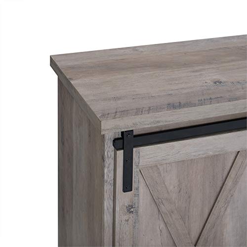 Pemberly Row 32" Farmhouse Sliding Barn Door Wood Accent Chest Home Coffee Station Buffet Storage Cabinet in Gray Wash