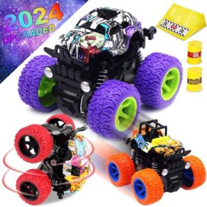 cozybomb™ monster trucks toys for boys - friction powered 3-pack mini push and go car truck playset inertia vehicle for boys girls toddler aged 3 4 5 year old gifts for kids birthday easter christmas