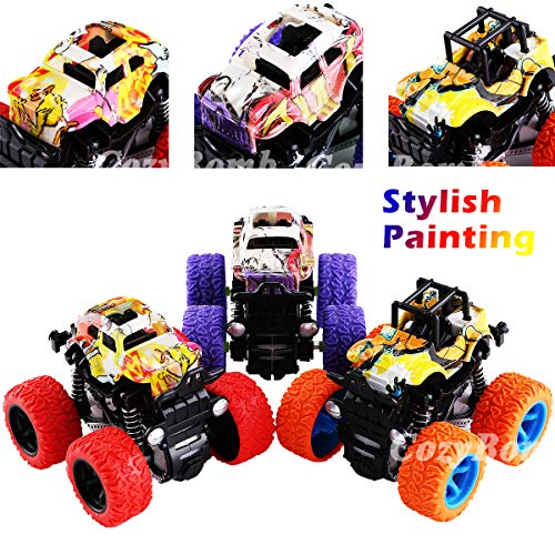 CozyBomB™ Monster Trucks Toys for Boys - Friction Powered 3-Pack Mini Push and Go Car Truck Playset Inertia Vehicle for Boys Girls Toddler Aged 3 4 5 Year Old Gifts for Kids Birthday Easter Christmas