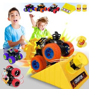 CozyBomB™ Monster Trucks Toys for Boys - Friction Powered 3-Pack Mini Push and Go Car Truck Playset Inertia Vehicle for Boys Girls Toddler Aged 3 4 5 Year Old Gifts for Kids Birthday Easter Christmas