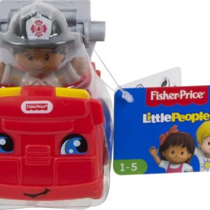 Fisher-Price Little People Toddler Toy to The Rescue Fire Truck Push Along Vehicle with Firefighter Figure for Ages 1+ Years