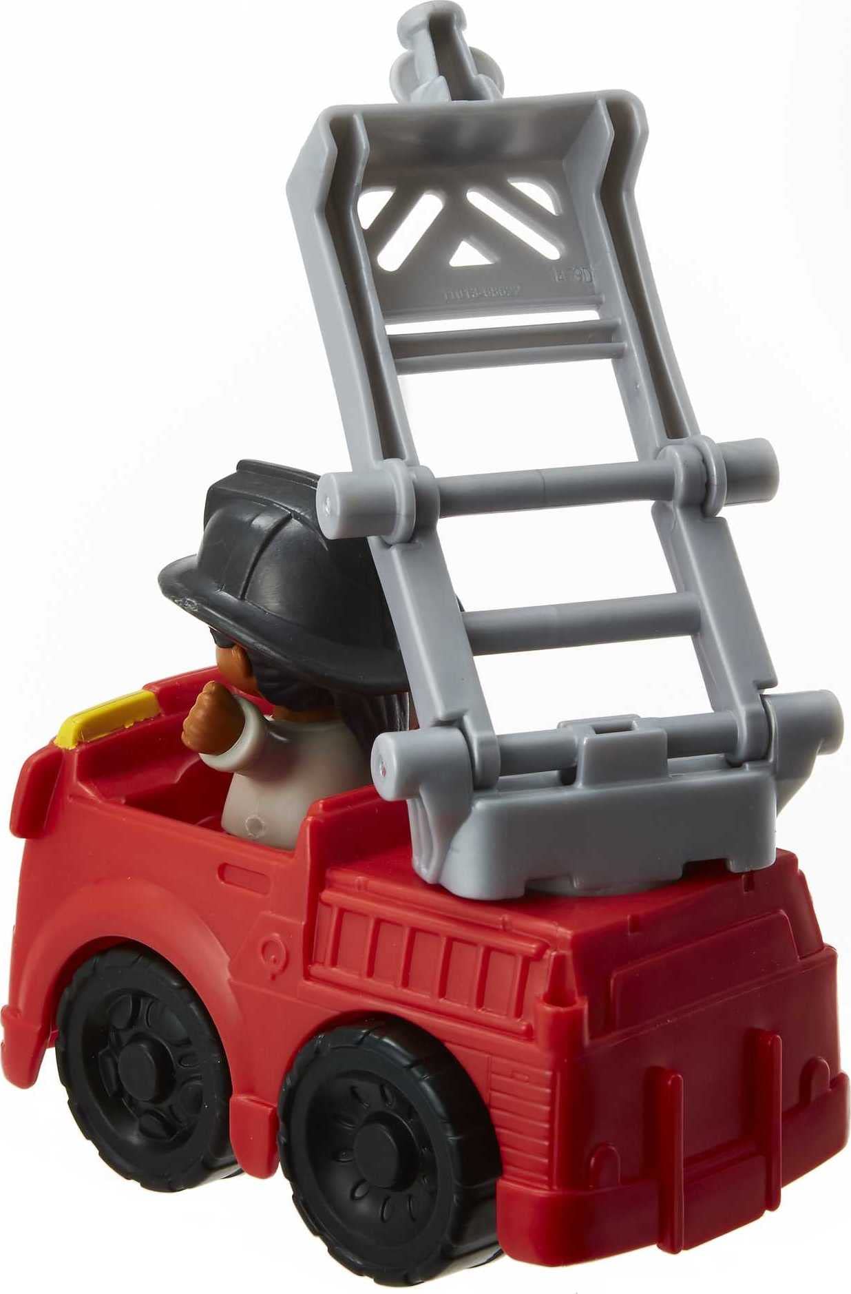 Fisher-Price Little People Toddler Toy to The Rescue Fire Truck Push Along Vehicle with Firefighter Figure for Ages 1+ Years