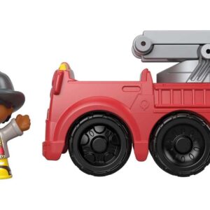 Fisher-Price Little People Toddler Toy to The Rescue Fire Truck Push Along Vehicle with Firefighter Figure for Ages 1+ Years