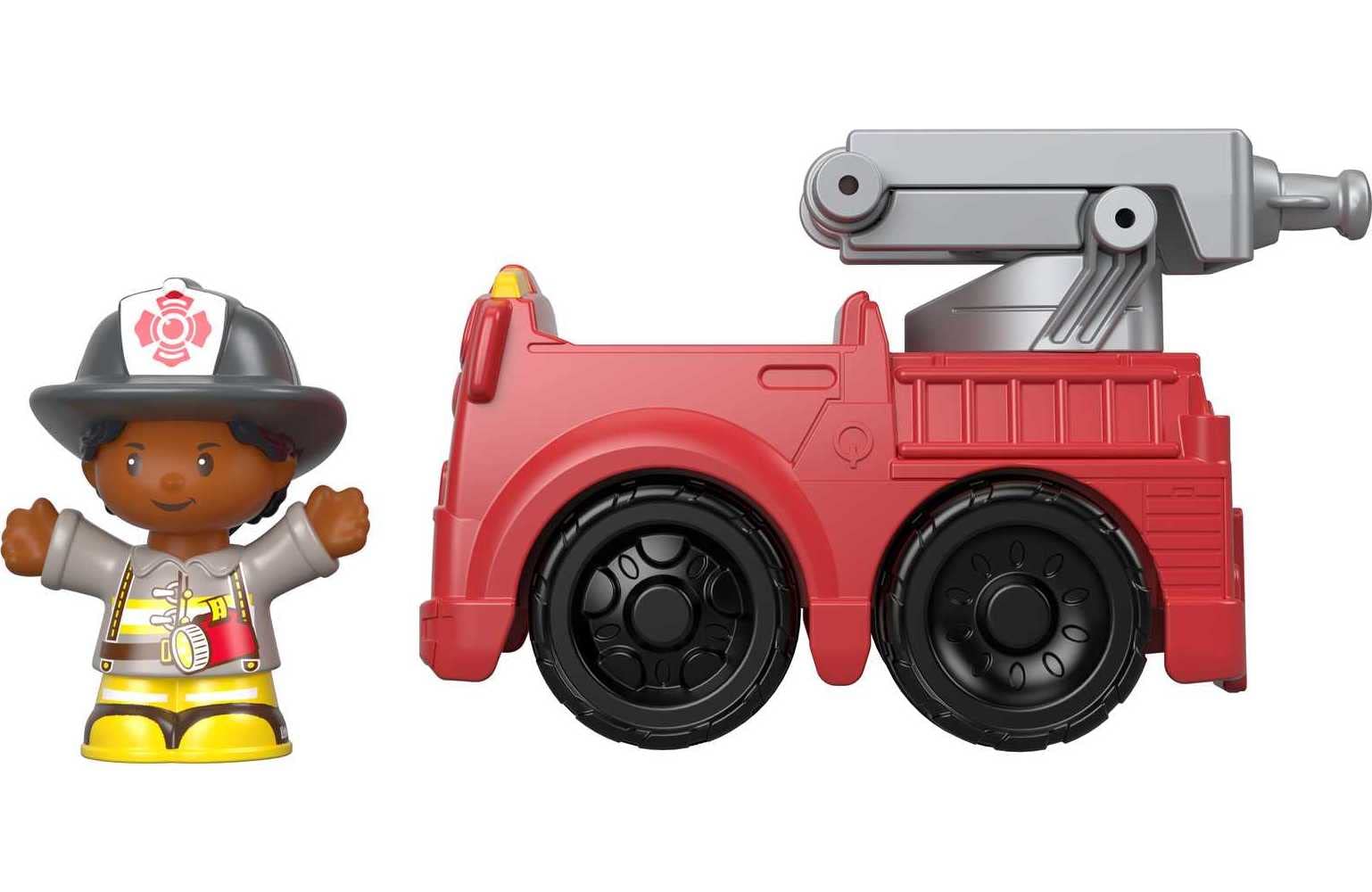 Fisher-Price Little People Toddler Toy to The Rescue Fire Truck Push Along Vehicle with Firefighter Figure for Ages 1+ Years