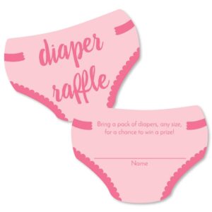 big dot of happiness baby girl - diaper shaped raffle ticket inserts - pink baby shower activities - diaper raffle game - set of 24