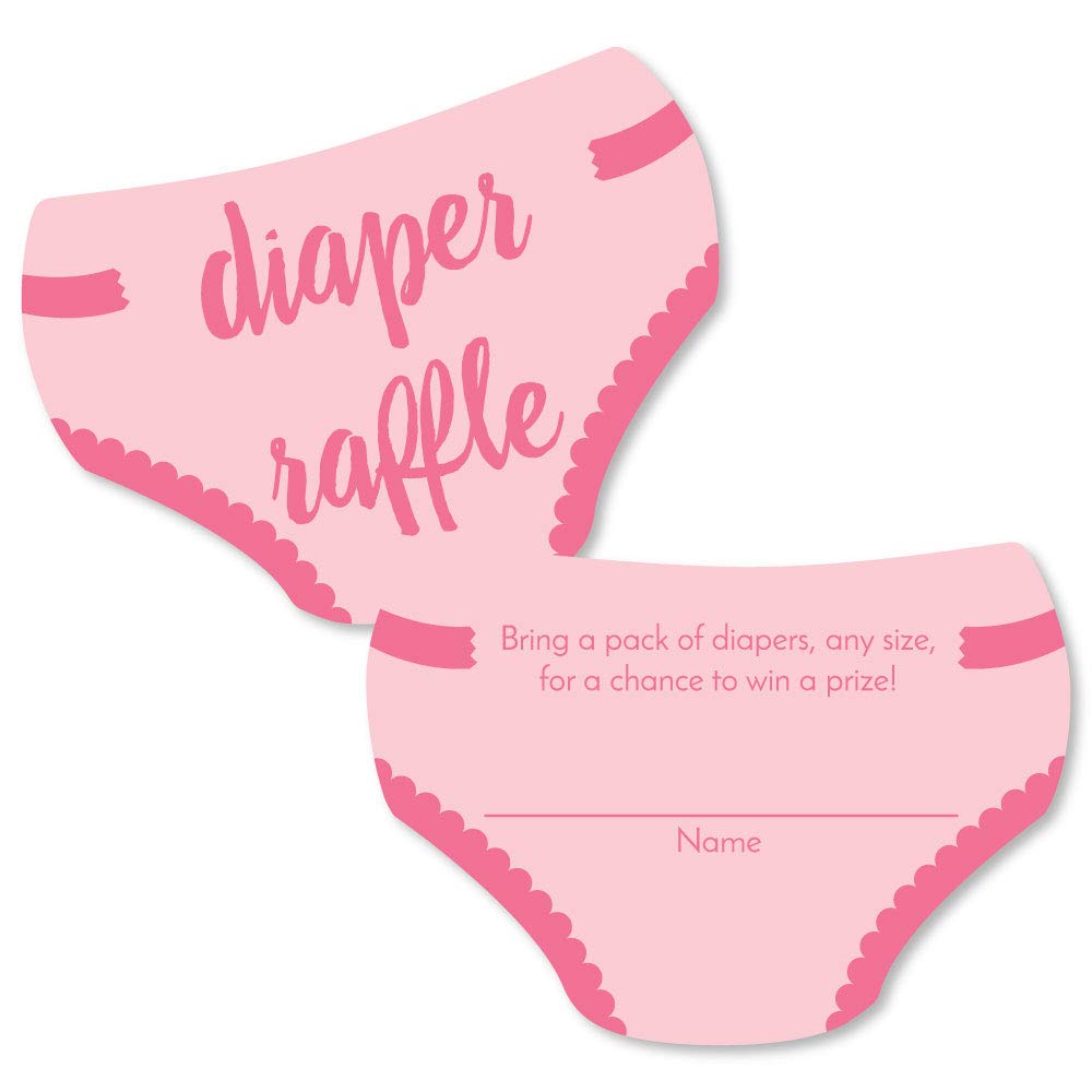 Big Dot of Happiness Baby Girl - Diaper Shaped Raffle Ticket Inserts - Pink Baby Shower Activities - Diaper Raffle Game - Set of 24