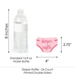 Big Dot of Happiness Baby Girl - Diaper Shaped Raffle Ticket Inserts - Pink Baby Shower Activities - Diaper Raffle Game - Set of 24