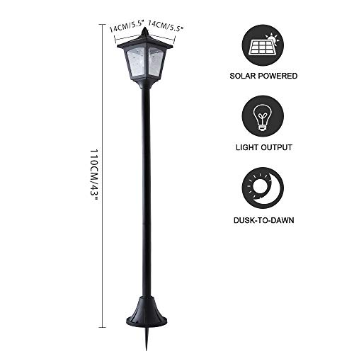 42 Inches Mini Street Post Outdoor Garden Solar Lamp Post Light Lawn - Adjustable (2 Pack)