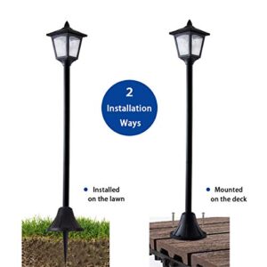 42 Inches Mini Street Post Outdoor Garden Solar Lamp Post Light Lawn - Adjustable (2 Pack)