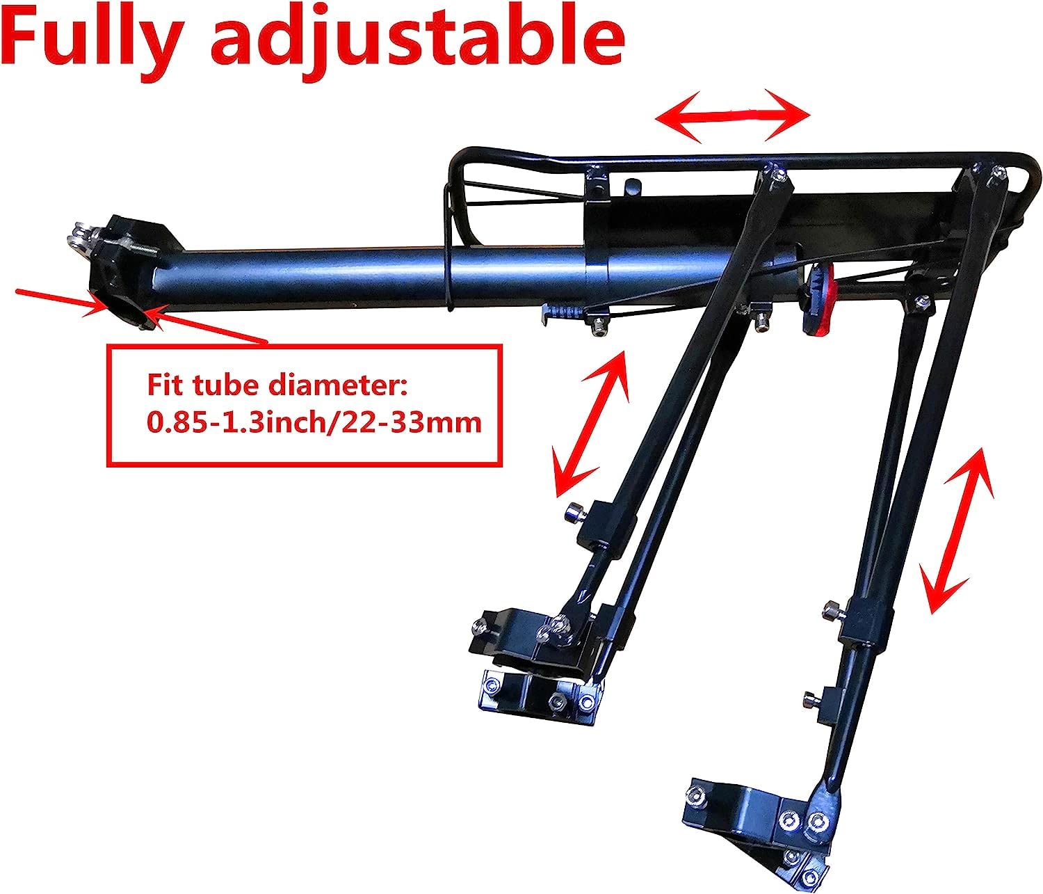 COMINGFIT 180lbs Capacity Solid Bearings Universal Adjustable Bicycle Luggage Cargo Rack