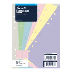 filofax b132610 organizer refill, a5 size, pastel colors, ruled paper