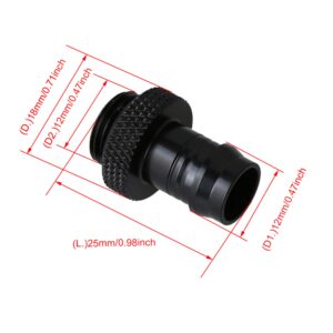 RDEXP Black Copper Fittings G1/4 Thread Soft Tube Barb Connector for Computer Water Cooling Part Set of 6