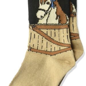 K. Bell Unisex Child Fun Conversation Starter Crew - 1 Pairs Cool Novelty Gifts Casual Sock, Blue Ribbon Horse (Black), Medium US