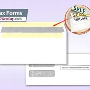 NextDayLabels - 100 Self Seal Envelopes, Designed to fit 2023 3-up Laser W-2 Forms, Horizontal Format