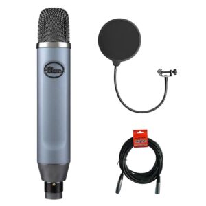 blue ember small diaphragm studio condenser microphone with kellopy pop filter & xlr-xlr cable bundle