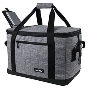 hap tim soft cooler bag 40-can large reusable grocery bags soft sided collapsible travel cooler for outdoor travel hiking beach picnic bbq party(us13634-grey)