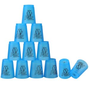 seisso stack cups, stacking cup set classic stack training game toys for boys girls kids stacking cups with carry bag (12 pack blue)