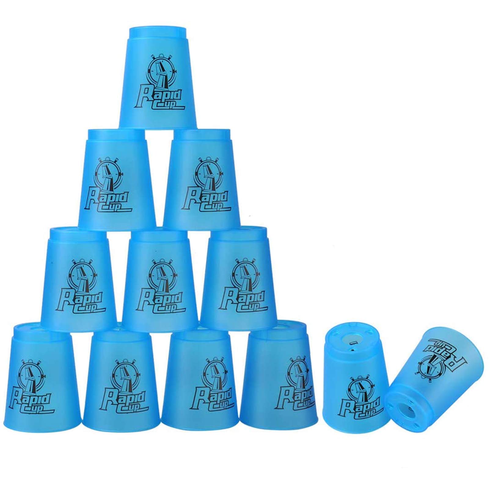 SEISSO Stack Cups, Stacking Cup Set Classic Stack Training Game Toys for Boys Girls Kids Stacking Cups with Carry Bag (12 Pack Blue)