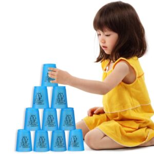 SEISSO Stack Cups, Stacking Cup Set Classic Stack Training Game Toys for Boys Girls Kids Stacking Cups with Carry Bag (12 Pack Blue)