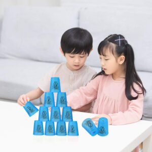 SEISSO Stack Cups, Stacking Cup Set Classic Stack Training Game Toys for Boys Girls Kids Stacking Cups with Carry Bag (12 Pack Blue)