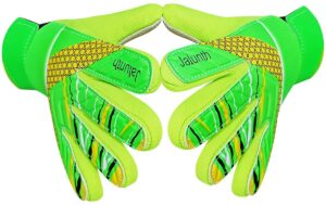 jalunth goalkeeper goalie soccer gloves kids youth goal keeper field player glove boys girls ages 4-6 years old anti-slip latex palm soft pu hand back green size 5