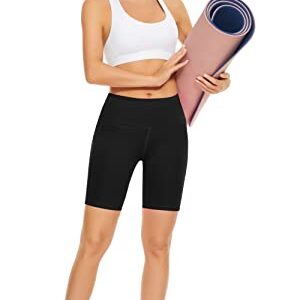 Custer's Night Biker Shorts Women High Waist Out Pocket Yoga Short Tummy Control Workout Running 4 Way Stretch Yoga Leggings Black XL