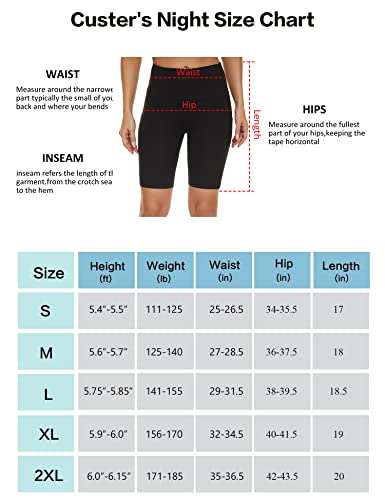 Custer's Night Biker Shorts Women High Waist Out Pocket Yoga Short Tummy Control Workout Running 4 Way Stretch Yoga Leggings Black XL