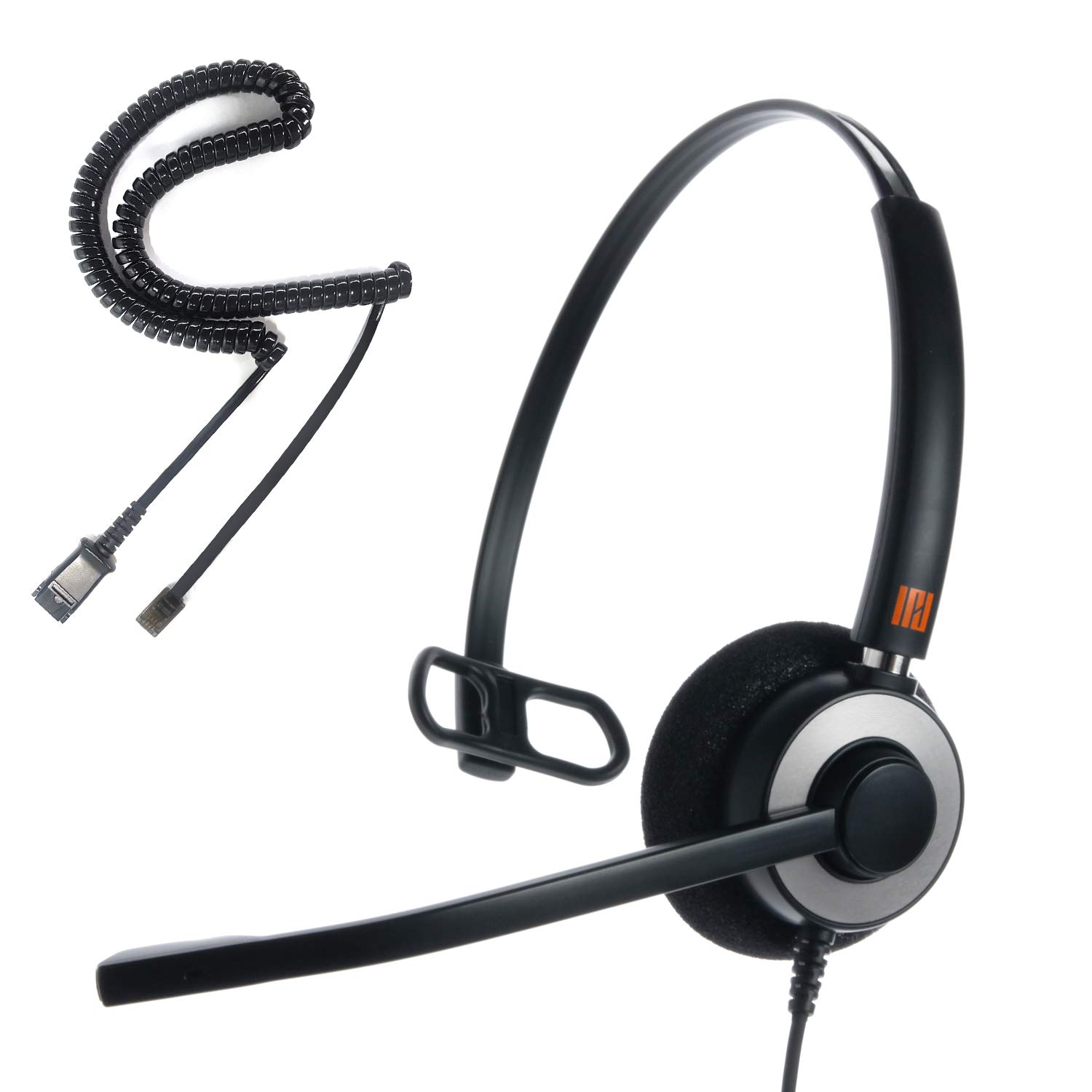 IPD IPH-160 Phone Headset with Noise Cancelling Microphone for Office and Call Center- Comapatible with Polycom VVX, Aastra,Avaya Digital, Nortel,Samsung,Mitel landline Phones.