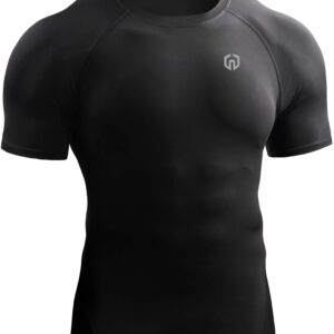 NELEUS Men's 3 Pack Compression Baselayer Athletic Workout T Shirts,5022,Black,Black,Black,US L,EU XL