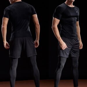 NELEUS Men's 3 Pack Compression Baselayer Athletic Workout T Shirts,5022,Black,Black,Black,US L,EU XL