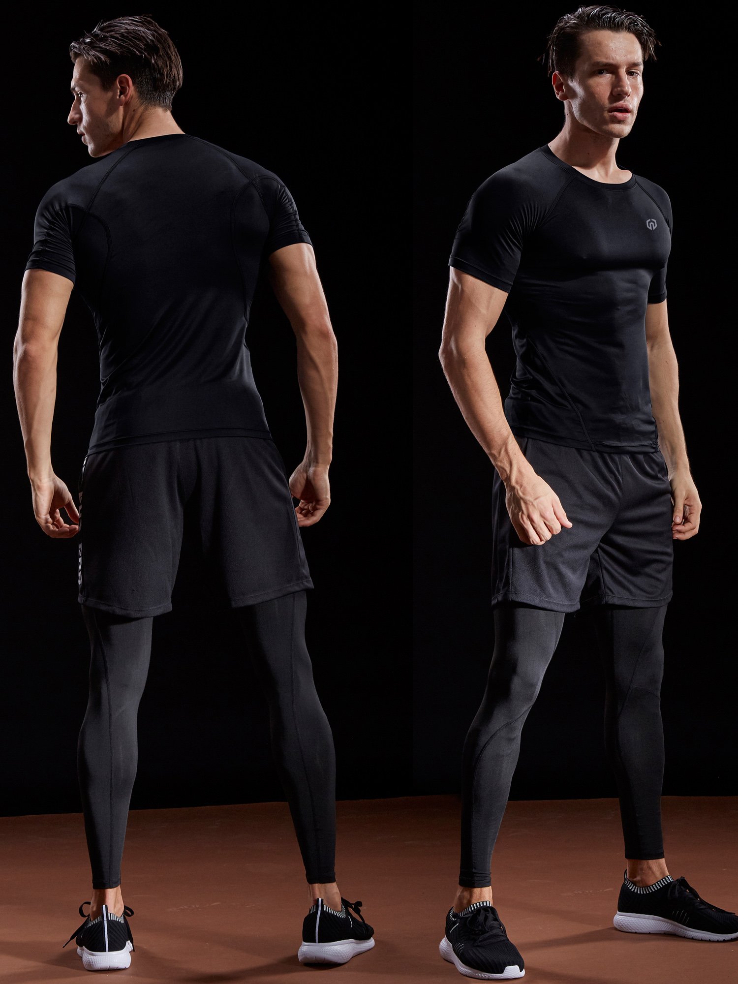 NELEUS Men's 3 Pack Compression Baselayer Athletic Workout T Shirts,5022,Black,Black,Black,US L,EU XL